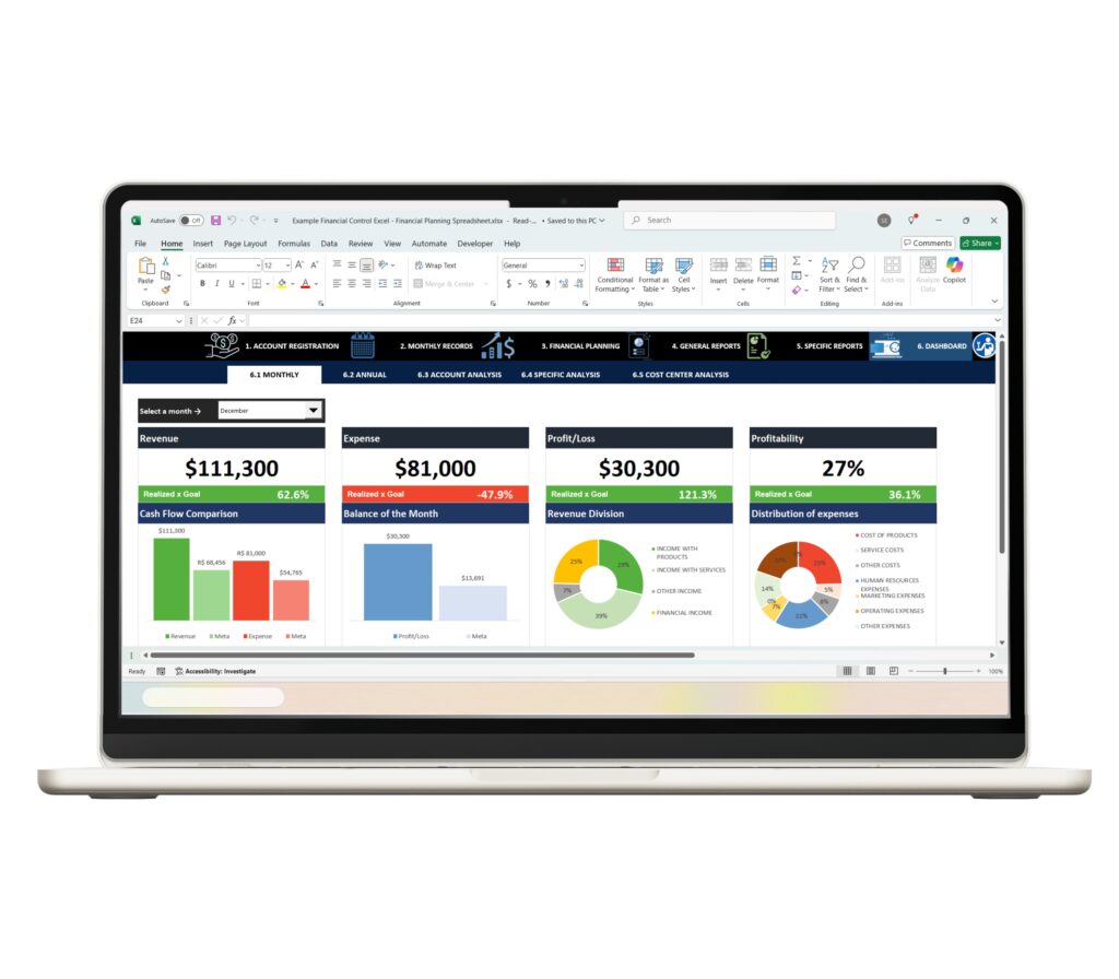 Financial Control Excel | Financial Planning Spreadsheet | Excel Projects