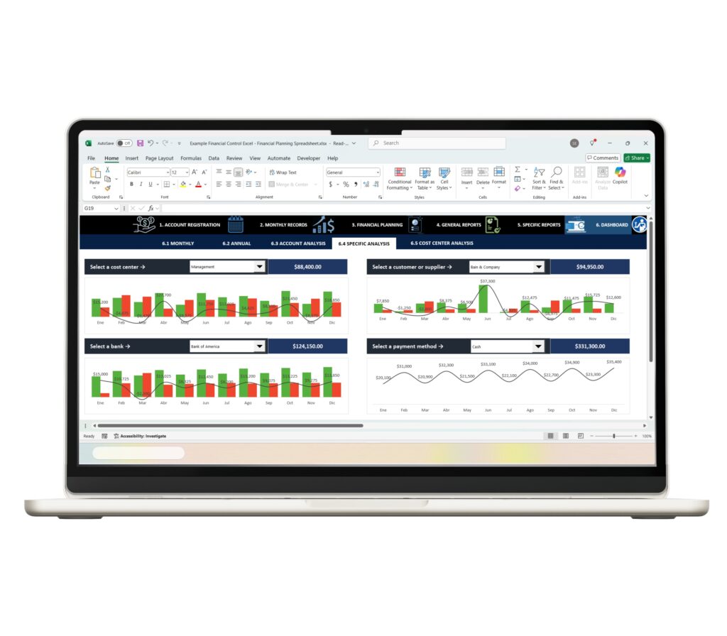 Financial Control Excel | Financial Planning Spreadsheet | Excel Projects