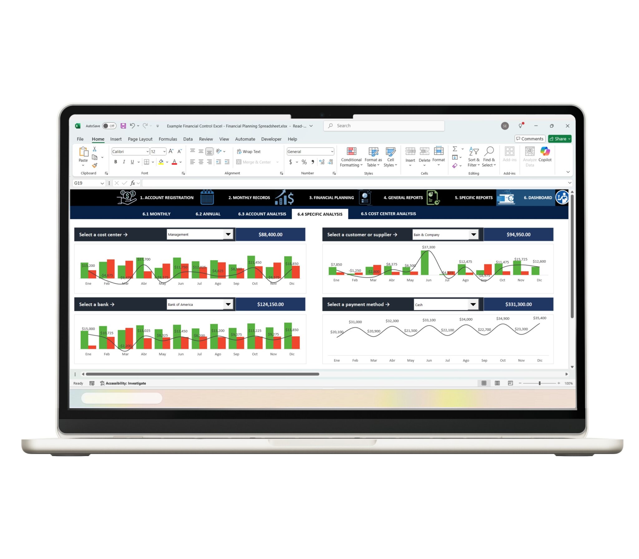 Financial Control Excel | Financial Planning Spreadsheet | Excel Projects