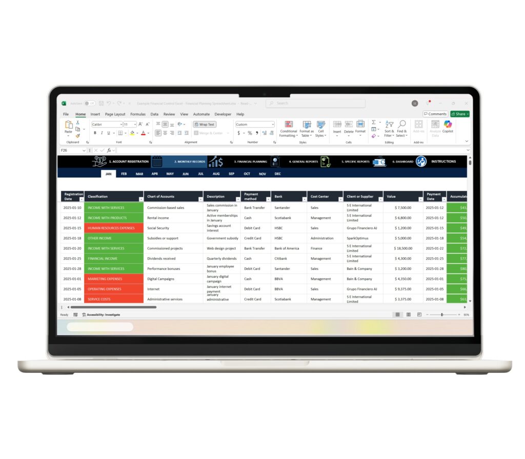 Financial Control Excel | Financial Planning Spreadsheet | Excel Projects