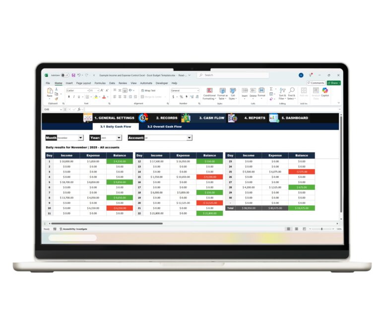 Income and Expense Control Excel | Excel Budget Template | Excel Projects