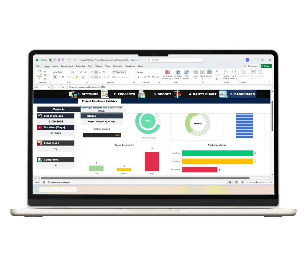 Multiple Project Management Excel Template | Excel