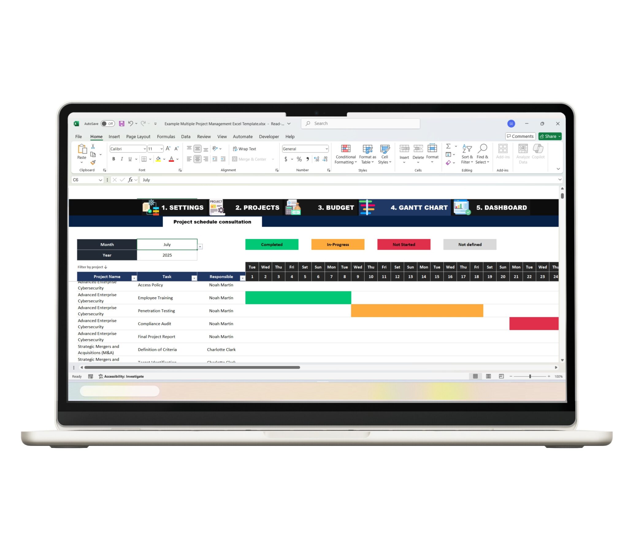 Multiple Project Management Excel Template | Excel